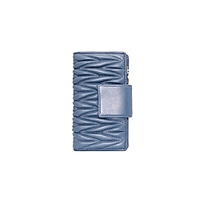 DORIS&JACKY Leather Wallet For Women Large Capacity Travel Clutch Bags With Multi Pockets (2-blue)