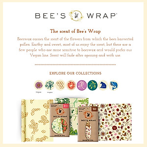 Bee's Wrap - Medium 3 Pack - Made in The USA with Certified Organic Cotton - Plastic and Silicone Free - Reusable Eco-Friendly Beeswax Food Wraps - Medium (10" x 11")