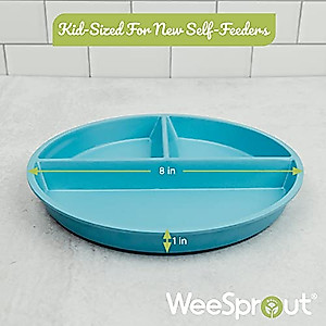 WeeSprout Divided Bamboo Plates for Kids, Kids Plates Made With Food Grade Natural Bamboo, Divided Design for Picky Eaters, Kid-Sized Reusable Tableware, Dishwasher Safe Dinnerware, Set of 4