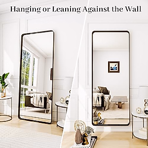 VooBang Full Length Mirror Deep Framed 30x71 Inch Floor Stand, Leaning or Dressing Modern Sleek and Chic Design Ideal for Bedroom, Closet, or Entryway Black
