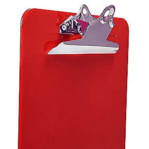Red Plastic Clipboards, 12 Pack, Durable, 12.5 x 9 Inch, Standard Metal Clip, by Better Office Products, Red, Set of 12