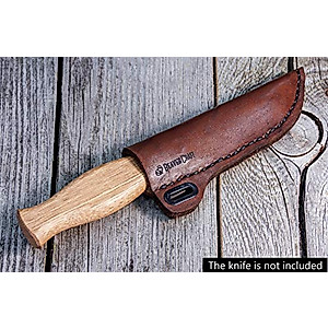 BeaverCraft Knife Leather Sheath SH1 6" x 2.4" Fixed Blade Knife Leather Sheath for Fixed Blade Knives Belt Fits up to 3.5" Blade Knives Genuine Brown Leather Case