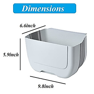 Hanging Kitchen Trash Can,Foldable Waste Bin for Kitchen,Hanging Folding Mini Trash Can for Kitchen Cabinet Door,Collapsible Hang Small Plastic Garbage Can for Cabinet/Car/Bedroom/Bathroom 3L(White)