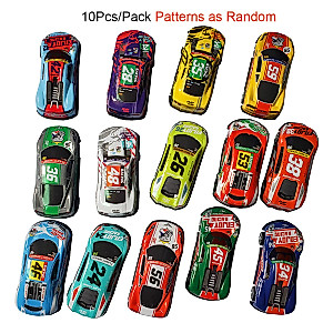 Himeeu Pull Back Racing Cars Die cast Race Car Vehicles,3 Inch Lightweight Friction Powered Car Toys for Toddlers,Color As Random, Set of 10