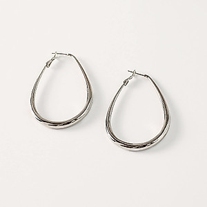 Herier Oval Hoop Earrings - Teardrop Hoops or Silver Hoop Earrings for Women, 14k Hoop Earrings & 925 Sterling Silver Earrings - Hypoallergenic & Lightweight