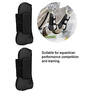 ViaGasaFamido Horse Support Boots, 1 Pair of Horse Breathable Wrap Jum Leg Boot Protection Support Wrap Equestrian PU Secure Leg Protection Horse Tendon (Black)
