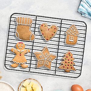 TeamFar Baking Rack (Set of 2), 9.75’’ x 7.5’’ Coated Stainless Steel Small Cooling Rack Roasting Racks for Cooking Grilling Drying, with Black Non-stick Coating for Oven, Healthy & Easy Clean