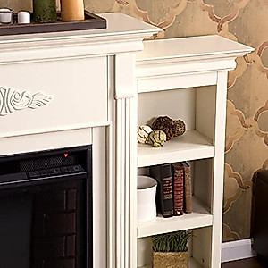 SEI Furniture Tennyson Electric Bookcases Fireplace, Ivory