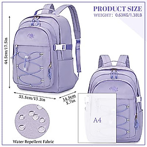 MIRLEWAIY Children School Bag Laptop Backpack Teen Girl School Backpack Women Bookbag Student Daypack with Planet embroidery, Taro purple