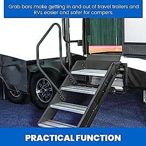 HECASA 5th Wheel RV Step Handrail, Travel Trailers and Motorhome Adjustable RV Entry Step Handrail