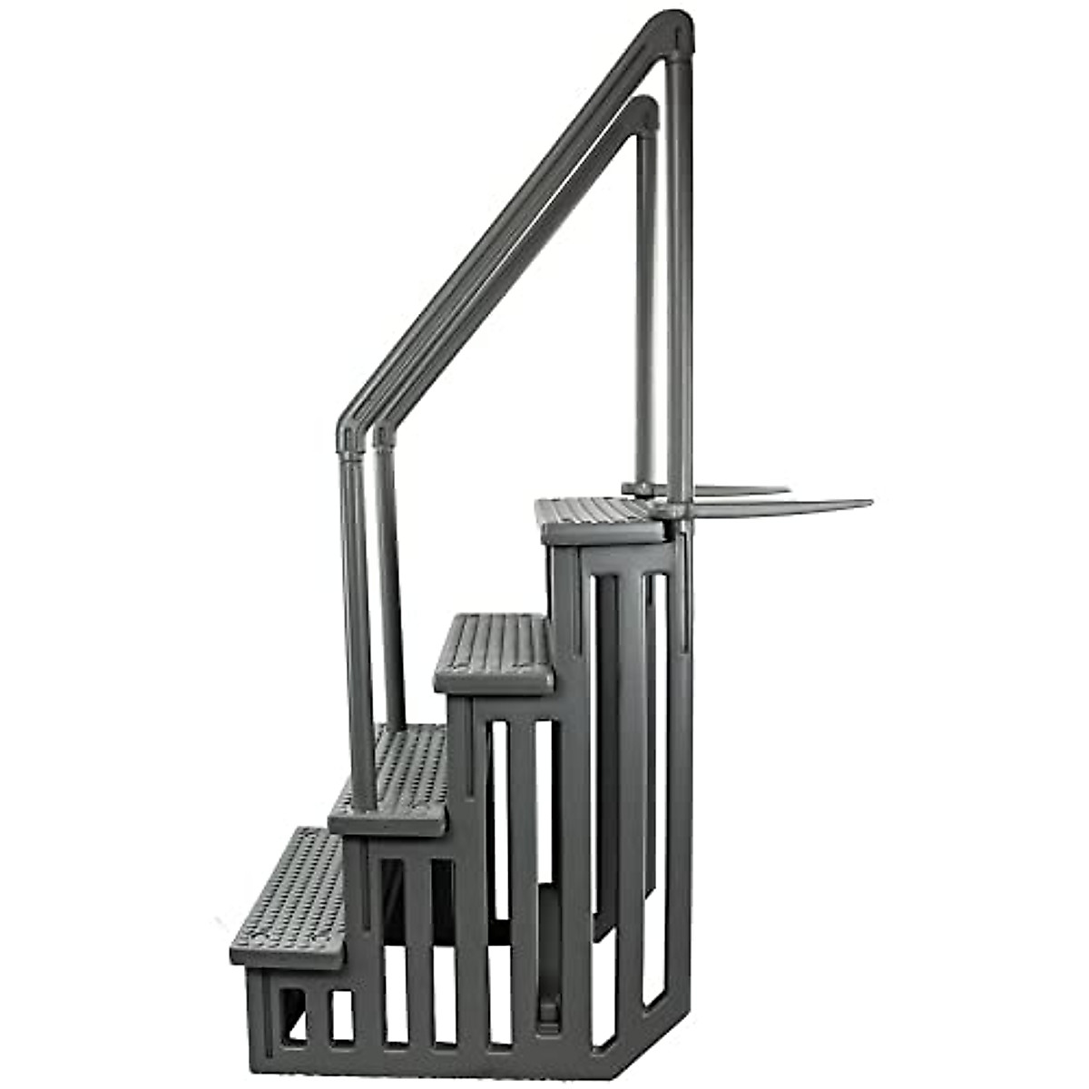 Aqua Select Above Ground Anti-Slip Pool Steps to Deck | Safety Swimming Pool Ladder | Designed for Above Ground Swimming Pools | Holds Up to 350 Pounds | Grey