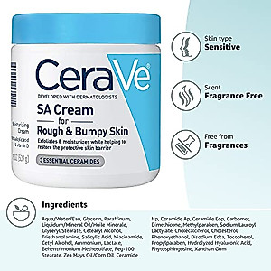 CeraVe Moisturizing Cream with Salicylic Acid | Exfoliating Body Cream with Lactic Acid, Hyaluronic Acid, Niacinamide, and Ceramides | Fragrance Free & Allergy Tested | 19 Ounce