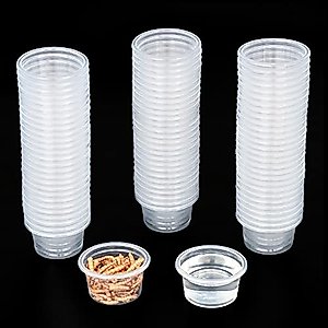 MRTIOO 100pcs 1oz Crested Gecko Food and Water Feeding Cups, Reptile Feeder Bowls, for Lizard and Other Small Pet Ledge Accessories Supplies