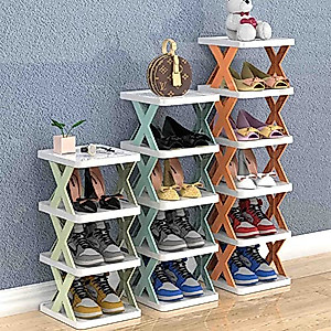 XUELF Vertical Shoe Tower, Narrow Corner Shoe Rack, Space Saving Shoe Rack, DIY Free Standing Shoes Storage Organizer, for Small Entryway, Closet, Hallway, Easy Assembly