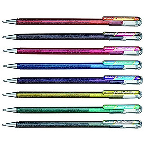 Pentel Hybrid Dual Metallic Liquid Gel Roller Pen YK110/8-M - Pack of 8 Pens in 16 Shimmering Metallic Colours