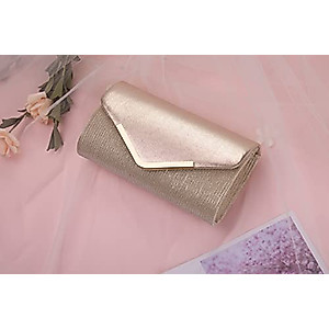 ERIJUNOR E728 Clutch Purse For Women Classic Evening Envelope Bags Shining Party Bridal Prom Crossbody Handbag Champagne
