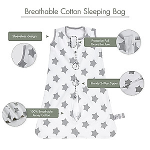 GLLQUEN BABY Sleep Sack 2 Pack 100% Cotton Baby Sleeping Bag 2-Way Zipper Toddler Wearable Blankets Breathable Lightweight, Fits Toddlers Age 6-12 Months (Medium)