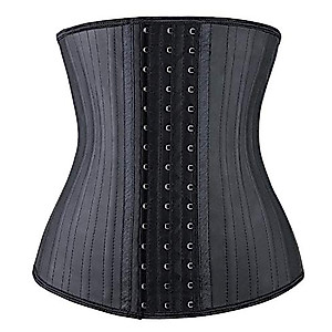 YIANNA Waist Trainer for Women Tummy Control Underbust 25 Steel Boned Sports Fitness Workout Hourglass Body Shaper, (Black,L)