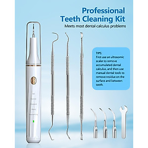 Hansaplast Plaque Remover for Teeth, Pet Teeth Cleaning Tools, Dental Tools to Remove Plaque and Tartar, Safe for Dog & Cat, with Led Light & 5 Adjustable Modes (White)