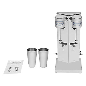 Double Heads Milkshake Maker Machine Commercial Electric Smoothie Blender Stainless Steel, Electric Smoothie Ice Cream Maker for Commercial and Home(180W)