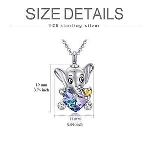 AOBOCO Elephant Urn Necklaces for Ashes Sterling Silver Heart Cremation Memorial Keepsake Necklace Jewelry Gifts for Women