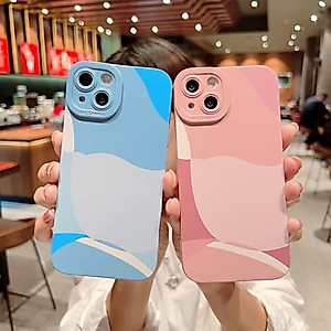 YKCZL Compatible with iPhone 13 Case 6.1 Inch, Cute Painted Art Full Camera Lens Protective Slim Soft Shockproof Phone Case for Women Girl-White