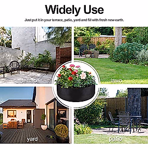 IWNTWY 50 Gallon Large Grow Bag, Heavy Duty Fabric Round Raised Garden Bed Planter Pots for Planting Herb Flower Vegetable Potato Plants (36" D x 12" H, Black)