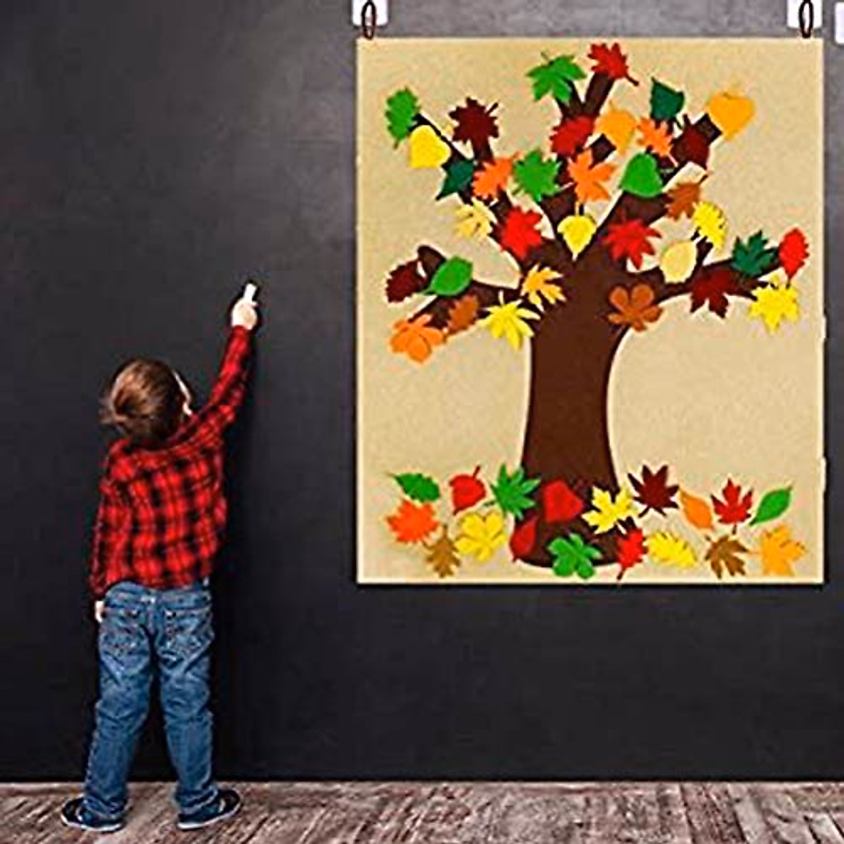 GEZICHTA Classroom Tree, Felt Fall Tree Board, Bulletin Board for Kids Classroom Multifunction Home Thanksgiving Activity