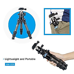 SIRUI AM-223 Carbon Fiber Camera Tripod Mini Travel Compact Tripod with 360° B-00K Ball Head, Arca Swiss Quick Release Plate, Loads up 15KG, Max Height 16", Folded Height 12.1"