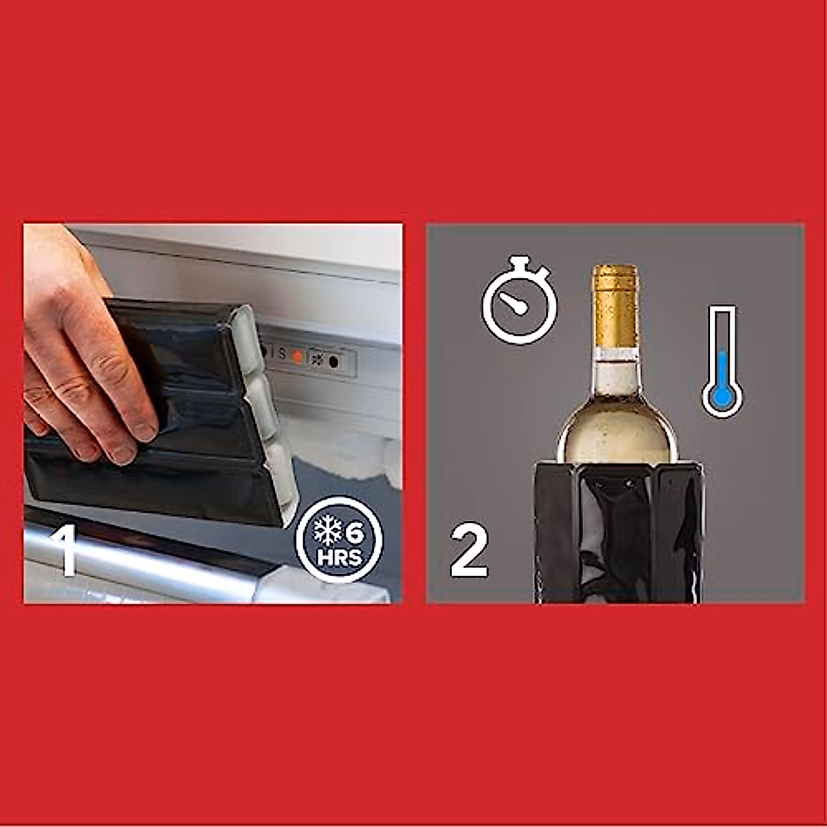 Vacu Vin Active Cooler Wine Chiller - Reusable, Flexible Wine Bottle Cooler - Wine Grapes Print - Wine Cooler Sleeve For Standard Size Bottles - Insulated Wine Bottle Chiller to Keep Wine Cold