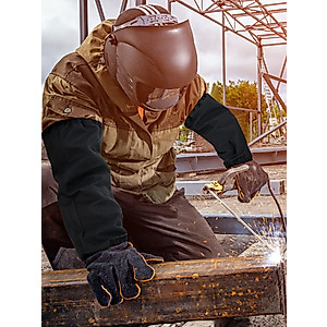 Zhanmai 4 Pairs 21 inches long Welding Sleeves, Heat and Flame Resistant Protective Cotton Canvas Sleeves, Welding Supplies Accessories Tools for Men Women, Black