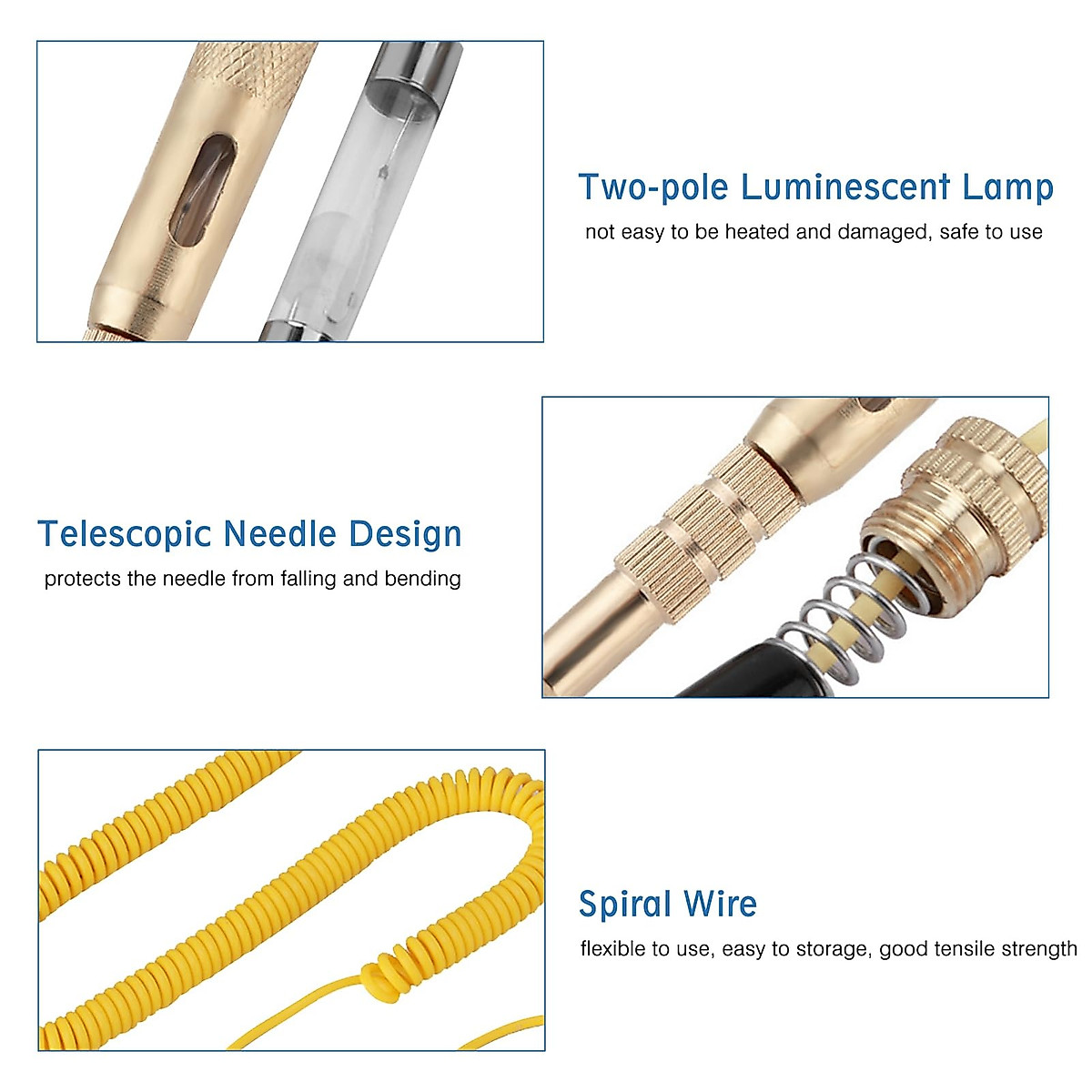 Circuit Tester Light Bulb, 100cm/ 39.3in Cable Length Auto Car Vehicle Circuit Tester DC 6V 12V 24V Light Bulb Voltage Test Pen Pencil with Stainless Probe