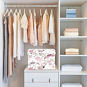 Kigai Pink Cats Storage Basket with Lid Collapsible Storage Bin Fabric Box Closet Organizer for Home Bedroom Office 1 Pack