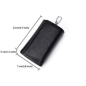 RuoFeng Keychain Key Holder Ring with 6 Hooks Snap Closure (Black)