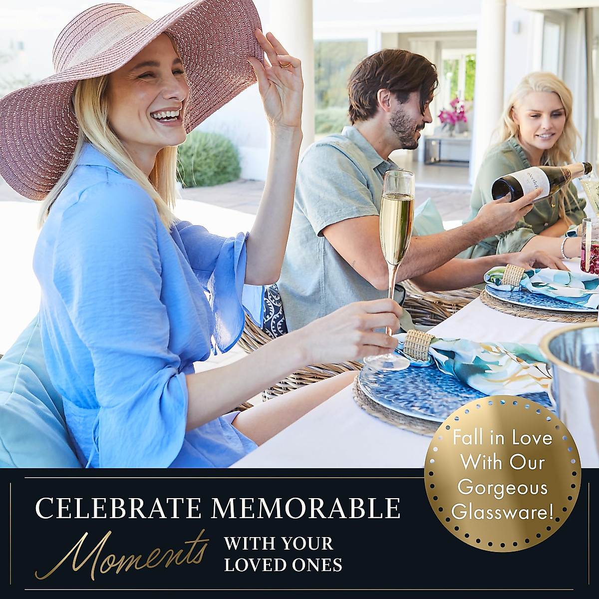 ELIXIR GLASSWARE Crystal Champagne Flutes – Elegant Champagne Glasses, Hand Blown – Set of 2 Modern Champagne Flutes – Gift for Wedding, Anniversary, Christmas – 5oz, Clear