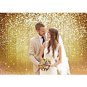 LYWYGG 7x5FT Vinyl Photography Backdrop Golden Particles Speckle Dreamy Fantasy Dreamlike Theme Metal Festive Holiday Party Decorative Photography Backdrop CP-10