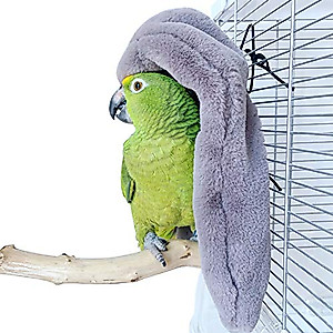 QBLEEV Cozy Corner Fleece Bird Blanket，Parrot Cage Snuggle Hut Cuddle Nest Hanging Toy，Small Animals Shelter Covers Plush Bedding for Parakeet Cockatiel Lovebirds Pigeon Eclectus