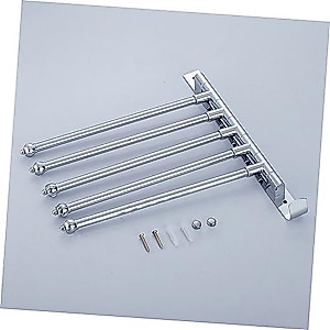 HOLIDYOYO 5 Aluminum Towel Rack Bathroom Clothes Rail Silver Simple Tower Rack Swivel Towel Rack