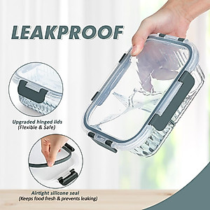 KOMUEE Glass Meal Prep Containers 2 Compartments, 5 Packs 36 oz, Airtight Glass Lunch Bento Box with Lids, Glass Food Storage Containers, BPA Free, Microwave, Freezer and Dishwasher Friendly