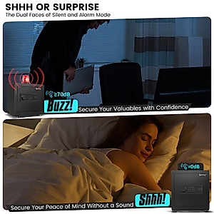 Kavey 1.6 Cub Safe Box, Home Safe with Digital Touch Screen Keypad and Sensitive Alarm System, Money Safe With Removable Shelf and LED Light, Small Safe for Money Jewelrys Documents Valuables