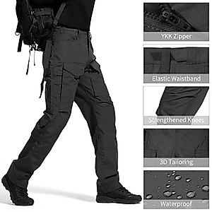 FREE SOLDIER Men's Cargo Pants,Tactical Pants for Men Stretch,Durable Ripstop EDC Work Pants for Hiking (Black 38Wx32L)