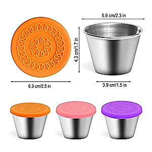 Salad Dressing Container To Go, Reusable Small Containers With Lids , Stainless Steel Condiment Containers With Silicone Lids, Small Sauce Containers For Lunch Box, Easy Open, Leakproof(3 Pack,70ml)