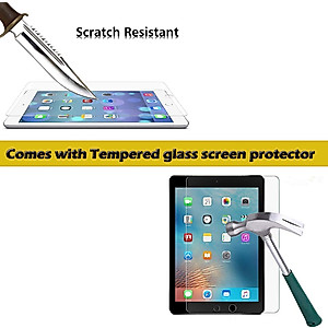 TopEsct Kids Case for iPad Mini 3, 2, 1 with Tempered Glass Screen Protector and Strap, Silicone Shockproof Cover for iPad Mini and iPad Mini 2(Blue)