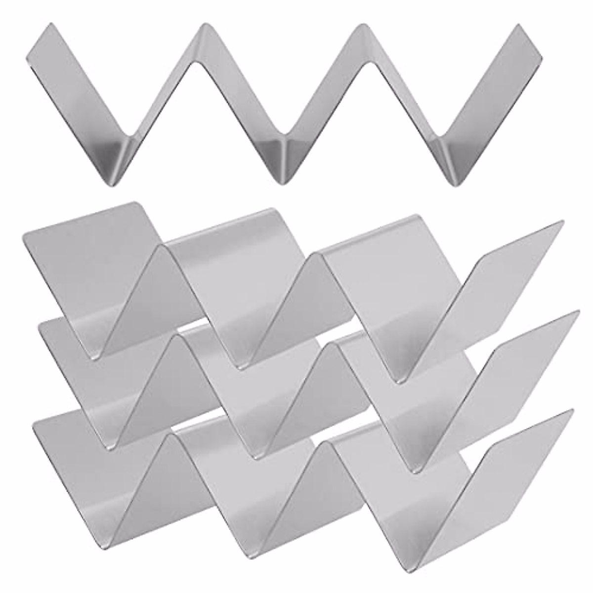 Iconikal Stainless Steel 2 or 3 Tacos Holder Stand Serving Tray Plate, 4-Pack