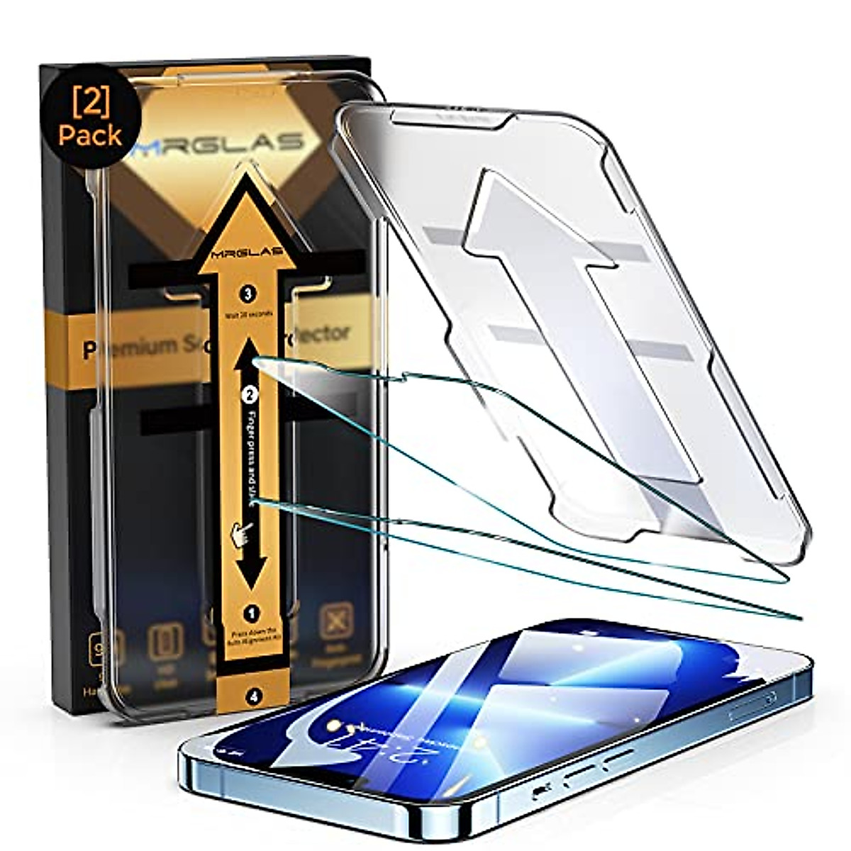 MRGLAS 2-Pack [Auto-Alignment Kit] Screen Protector for iPhone 13 Pro Max/ 14 Plus 6.7" [10X Military Grade Protection] iPhone 13 Pro Max/ 14 Plus Diamond Hard Tempered Glass Film Case-Friendly
