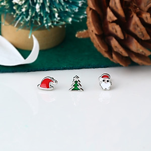OUFER 3pcs 20G Christmas Nose Rings Pack Surgical Steel Nose Studs Bone Nose Piercing Jewelry Santa Claus Women Men Gifts