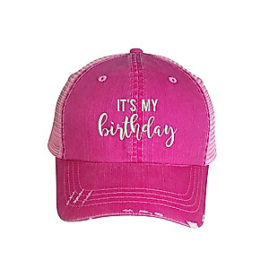 The Hat Connection - It's My Birthday Trucker Hat - Embroidered Unisex Baseball Hat (Pink)