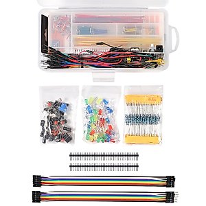 Diitao Electronic Breadboard Component,Electronic Fun Kit with 830 Tie Point Breadboard,Bundle,Power Supply,Jumper Wires,Resistors,LED for Arduino for Raspberry Pi
