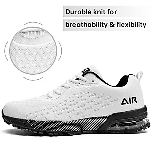 QAUPPE Mens Air Running Shoes Athletic Trail Tennis Sneaker (White US 10.5 D(M)