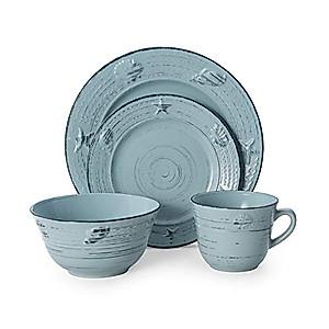 Pfaltzgraff Trellis Coastal 16-Piece Dinnerware Set, teal